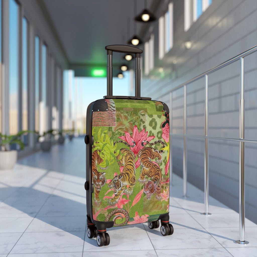 Floral Tiger Print Suitcase — Vibrant Botanical Luggage for Travel – S2